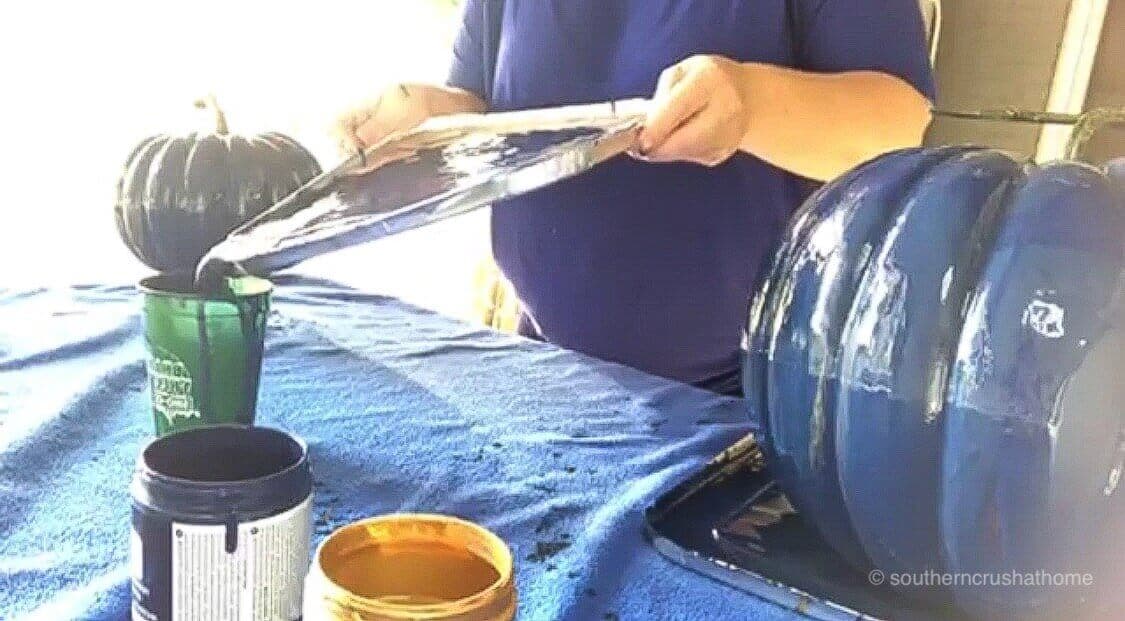 Easy Pumpkin Painting Idea - Paint Pour Technique