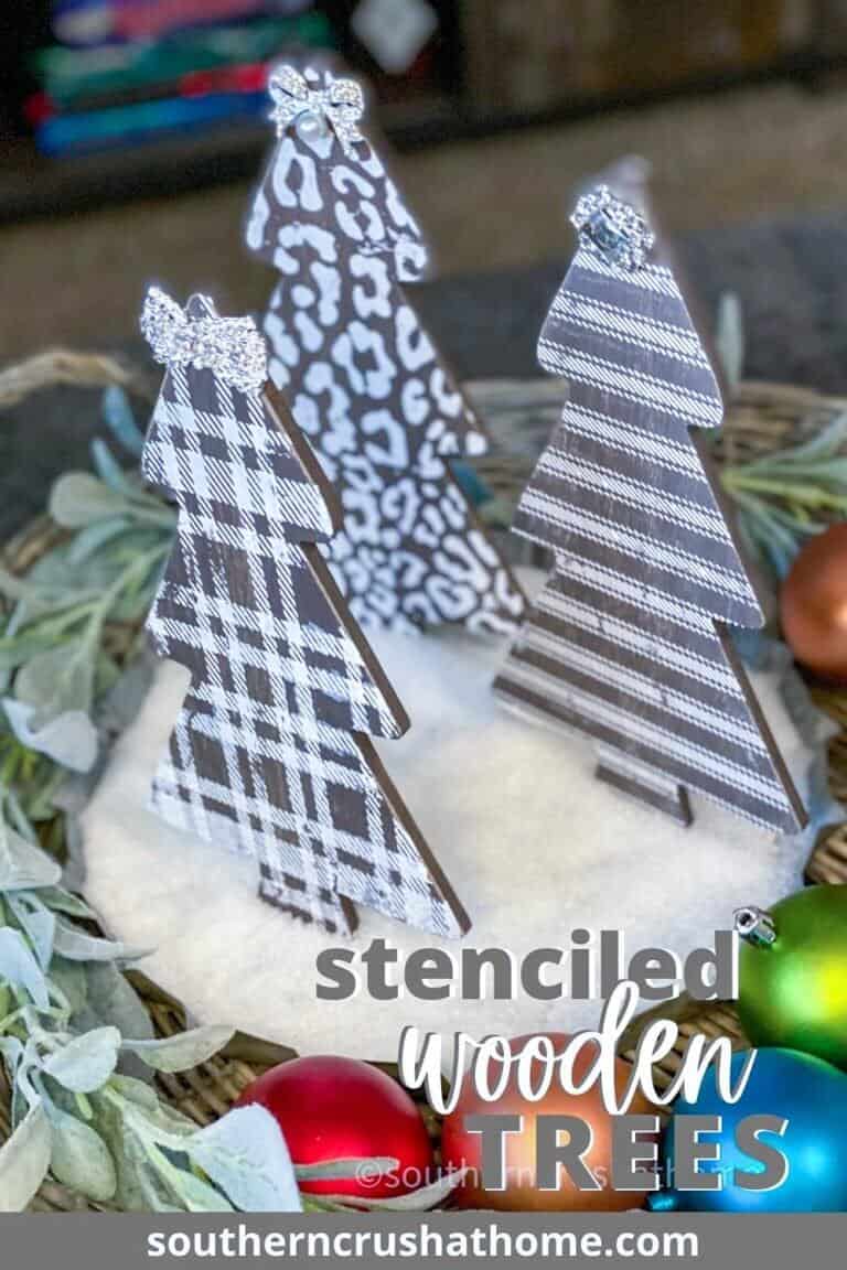 Stenciled Wooden Trees Decor - Southern Crush at Home