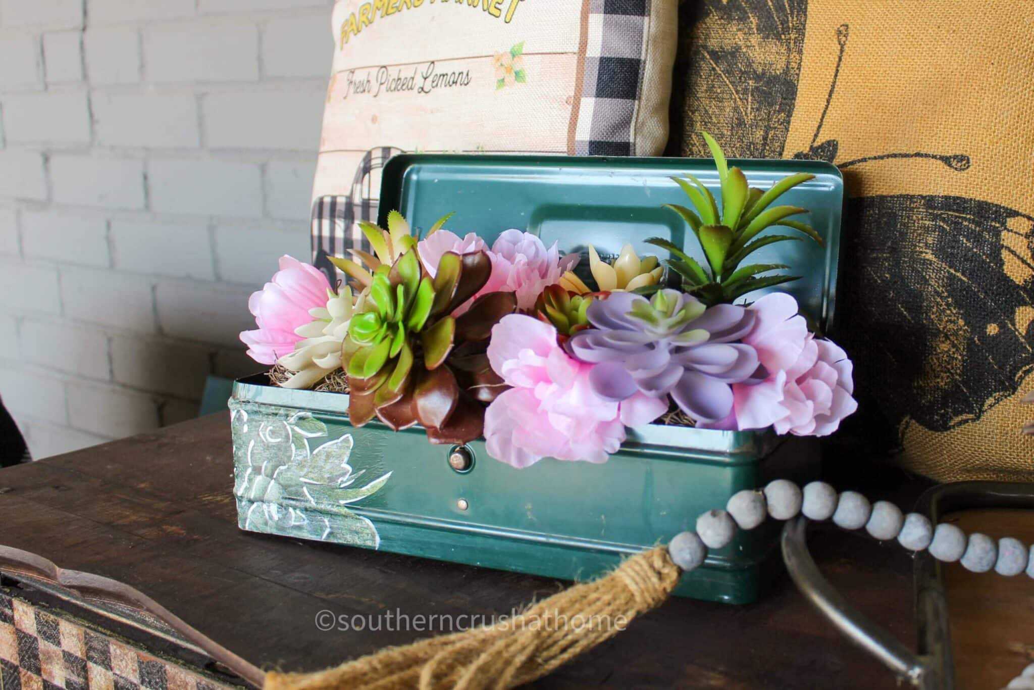 Vintage Toolbox Succulent Display - Southern Crush at Home