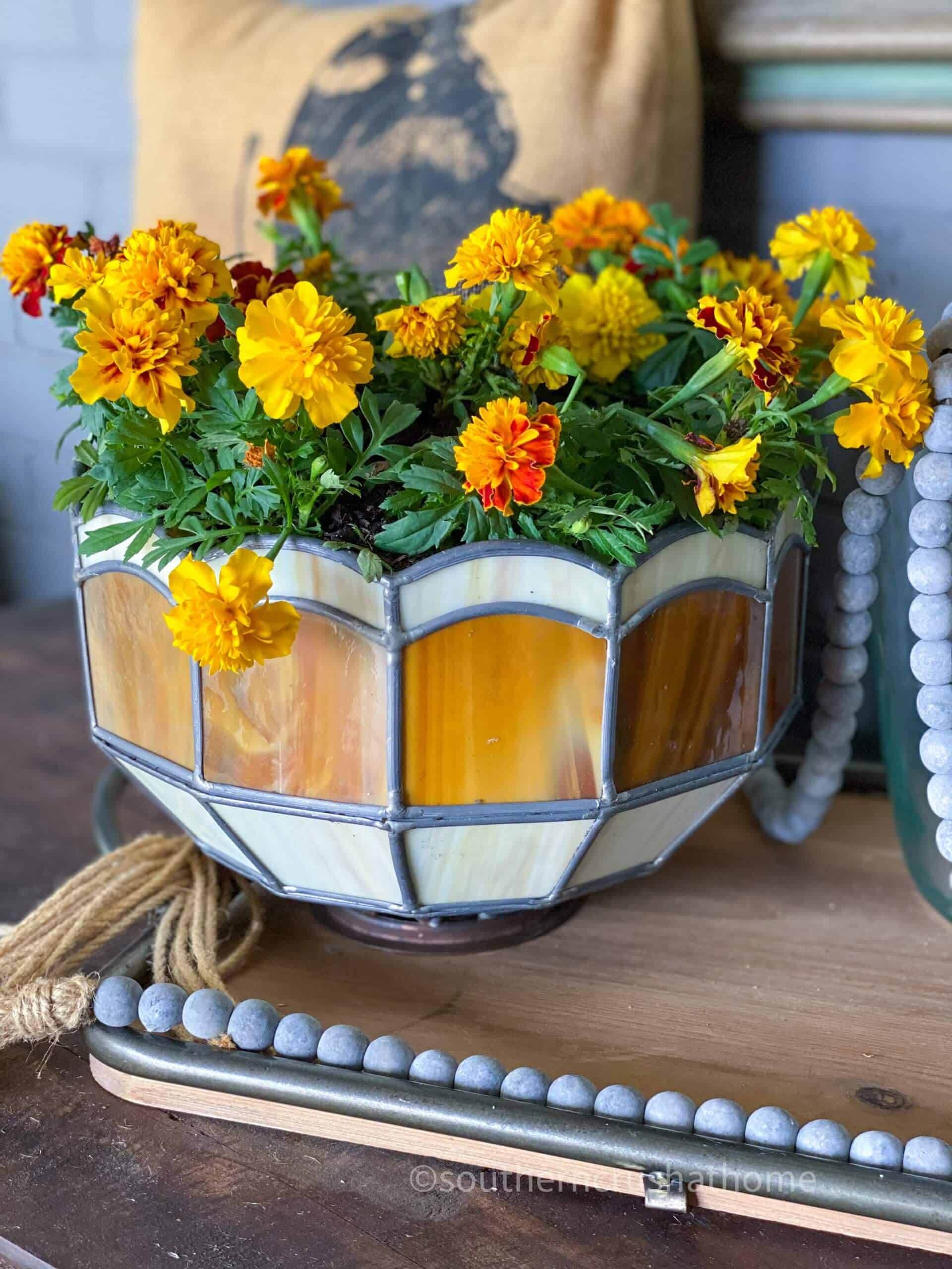 DIY Vintage Lampshade Planter - Southern Crush at Home