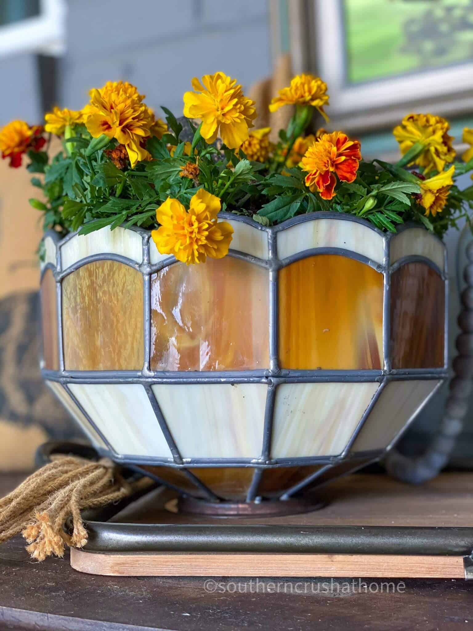 DIY Vintage Lampshade Planter - Southern Crush at Home