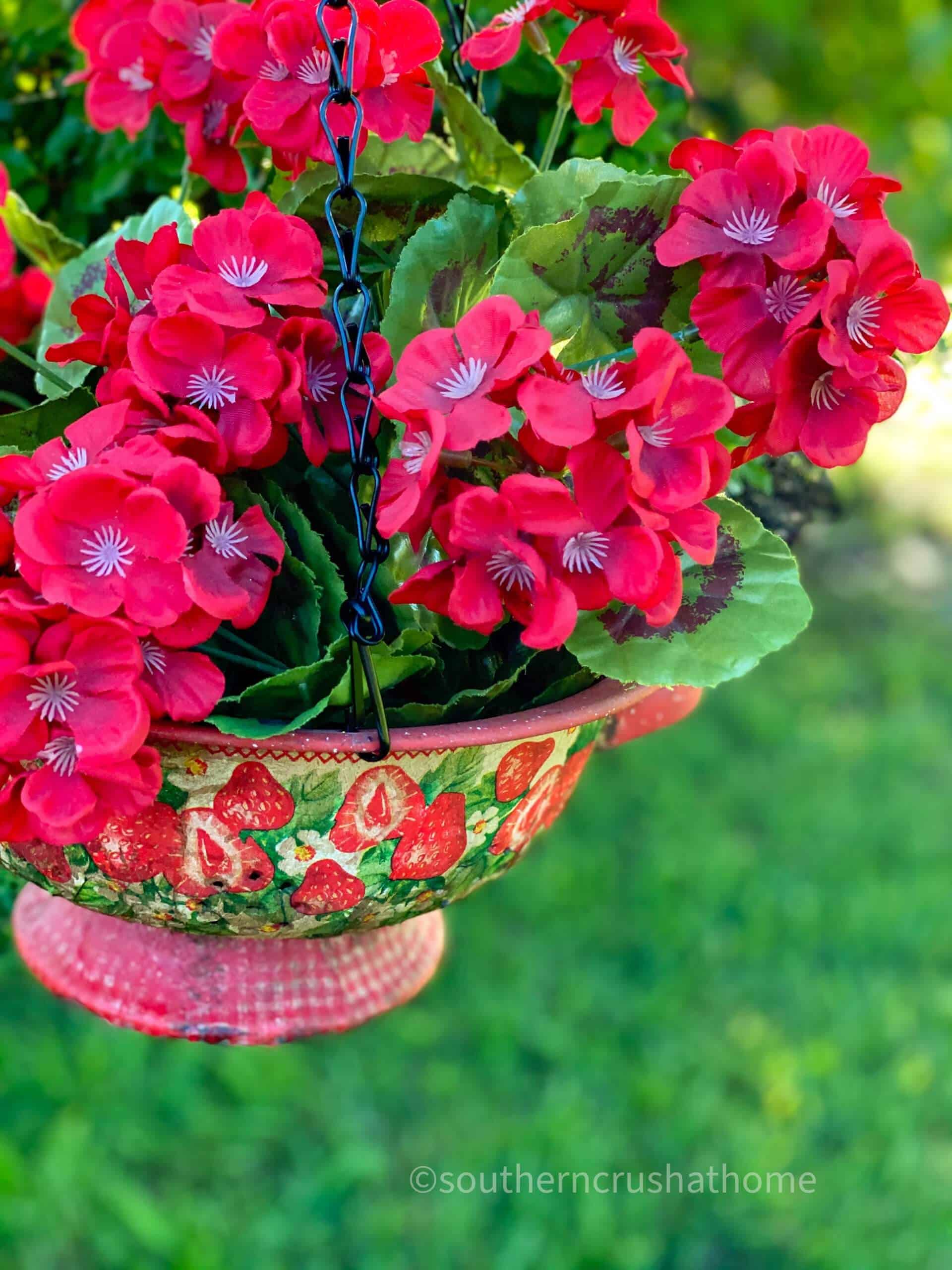Upcycled Vintage Hanging Colander Planter - Southern Crush at Home