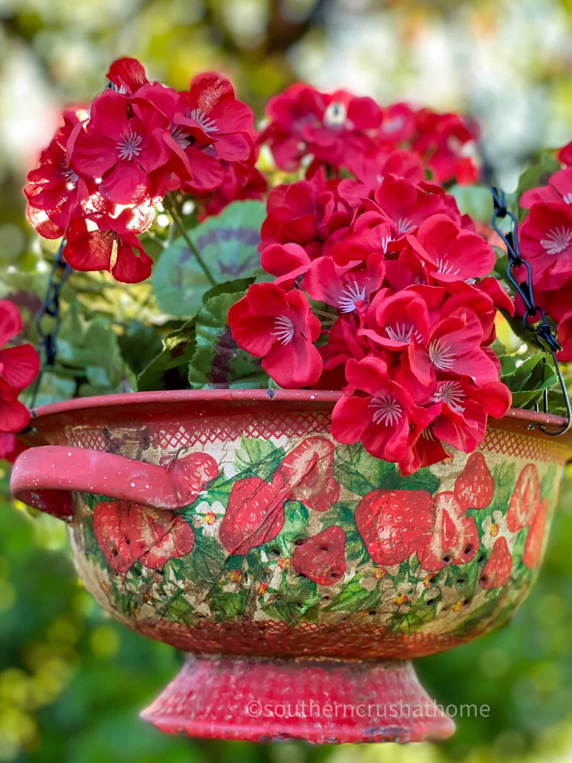 Upcycled Vintage Hanging Colander Planter - Southern Crush at Home