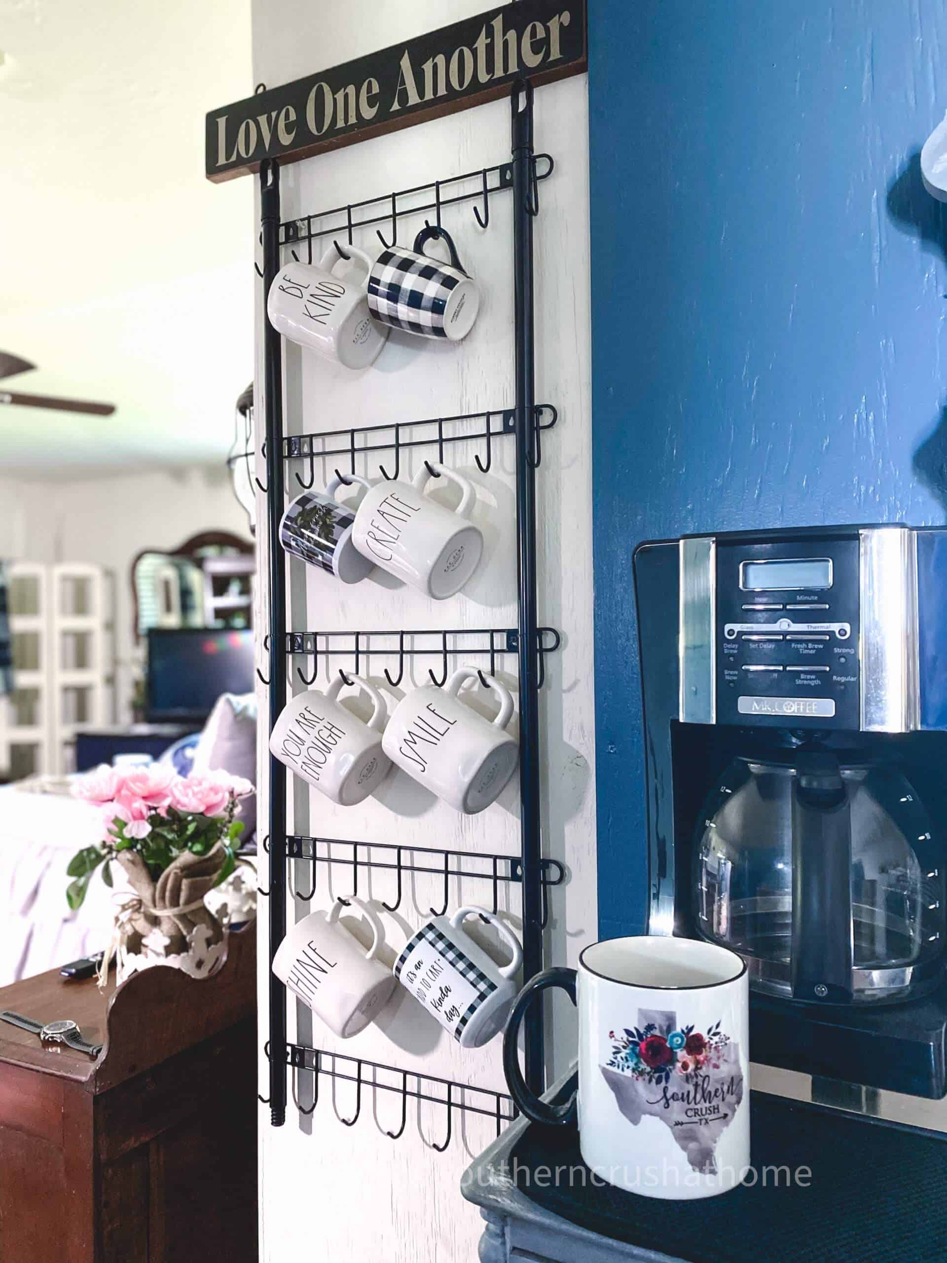 Wall Mounted Dollar Tree Mug Rack DIY - Southern Crush at Home