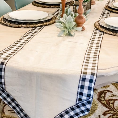 5 Minute No-Sew DIY Table Runner (using a Drop Cloth)