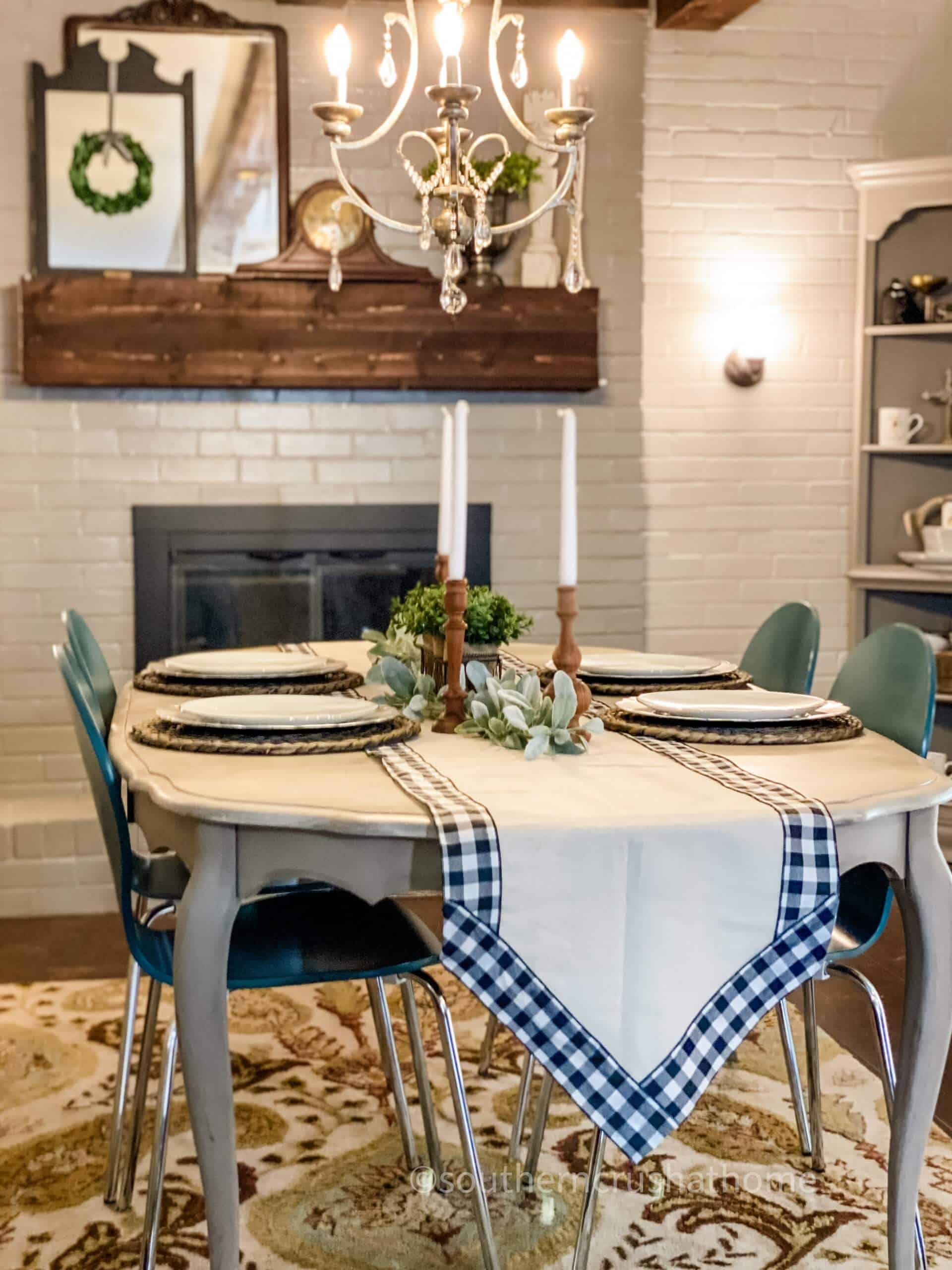 5 Minute No-Sew DIY Table Runner (using a Drop Cloth)