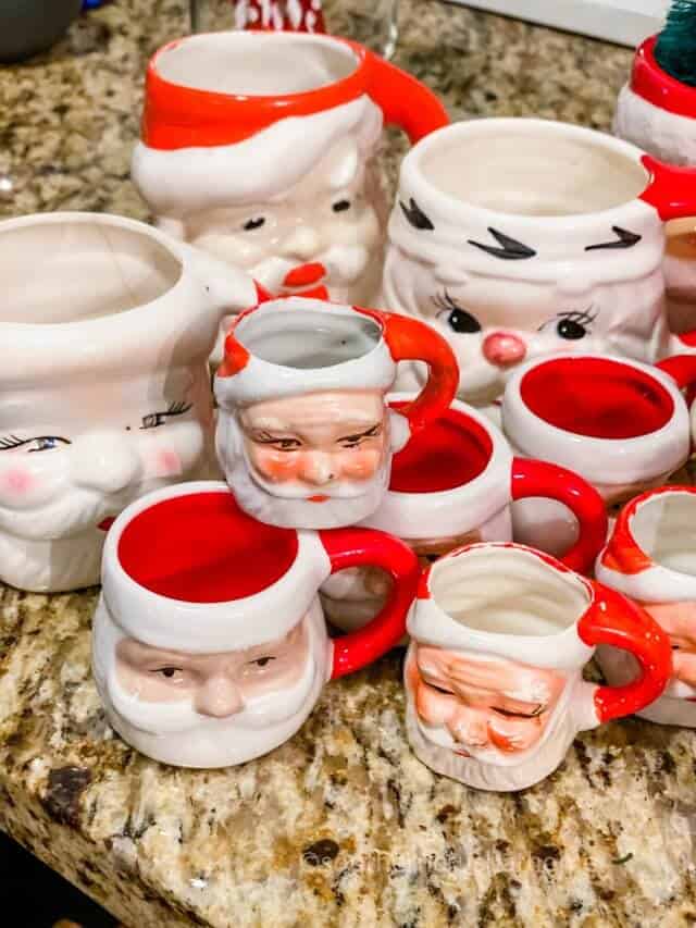 How to Make a Vintage Santa Mug Christmas Tree - Southern Crush at Home