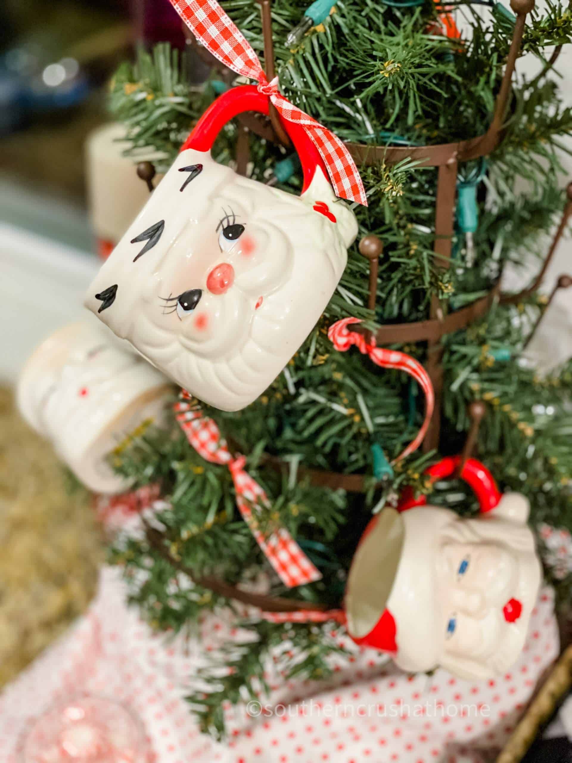 How to Make a Vintage Santa Mug Christmas Tree - Southern Crush at Home