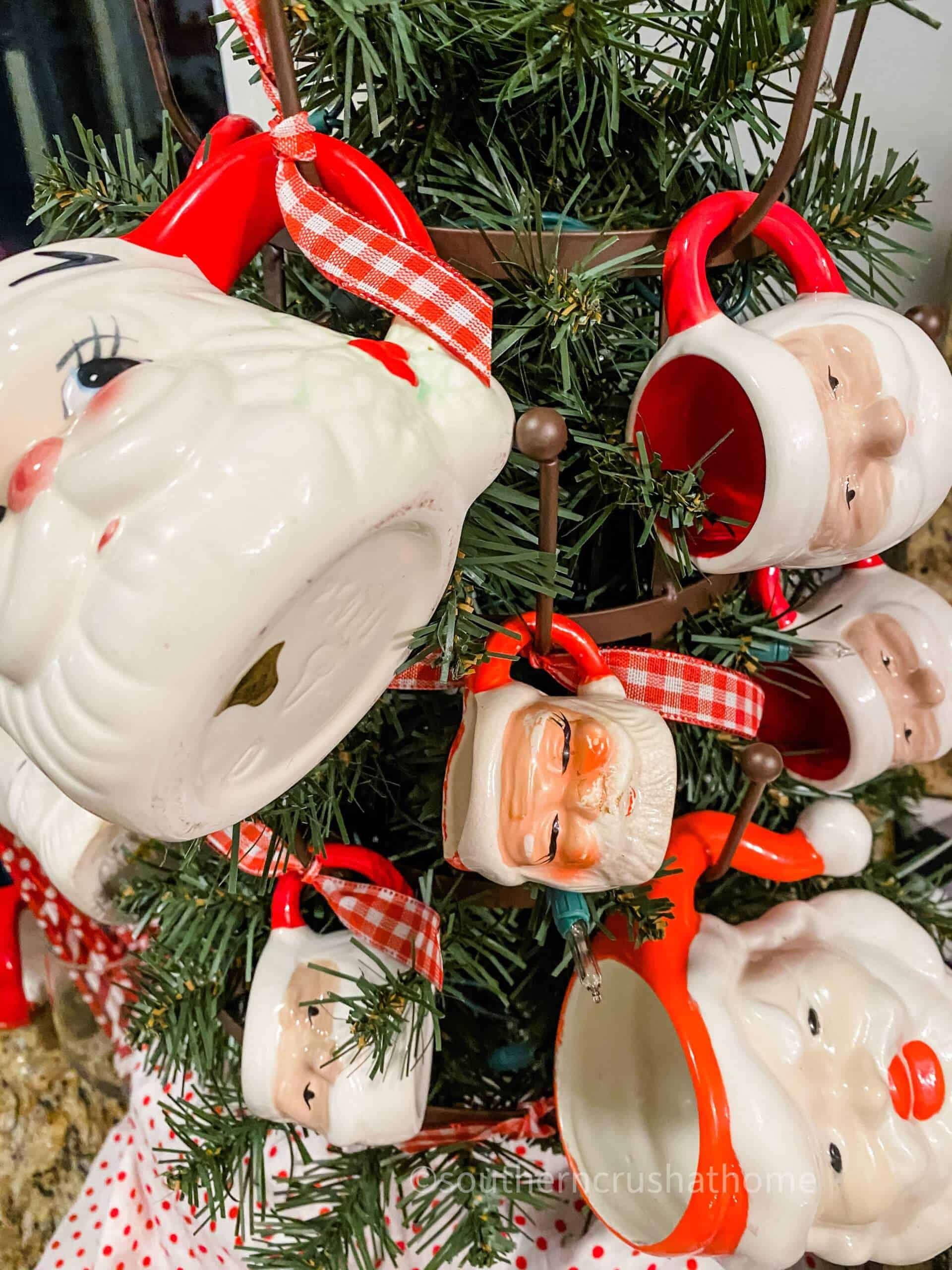 How to Make a Vintage Santa Mug Christmas Tree - Southern Crush at Home
