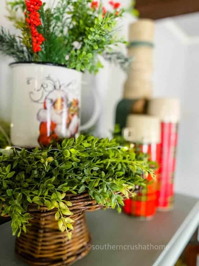 Easy China Cabinet Display Using Vintage Christmas Decorations