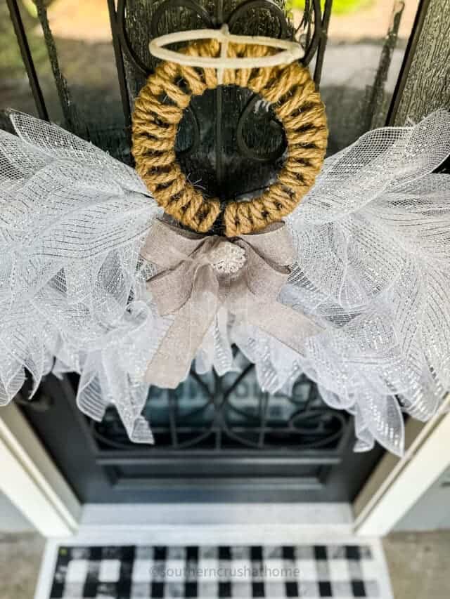 DIY Angel Wings Deco Mesh Wreath - Southern Crush at Home