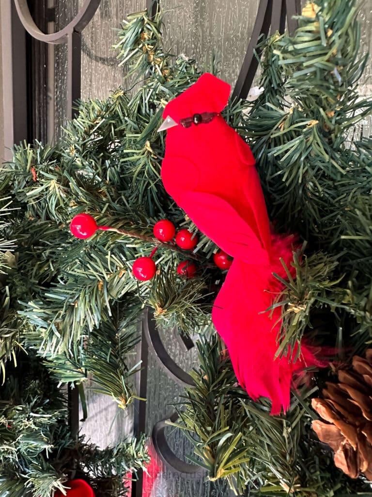 How to Make an Easy Red Bird Christmas Wreath - Southern Crush at Home