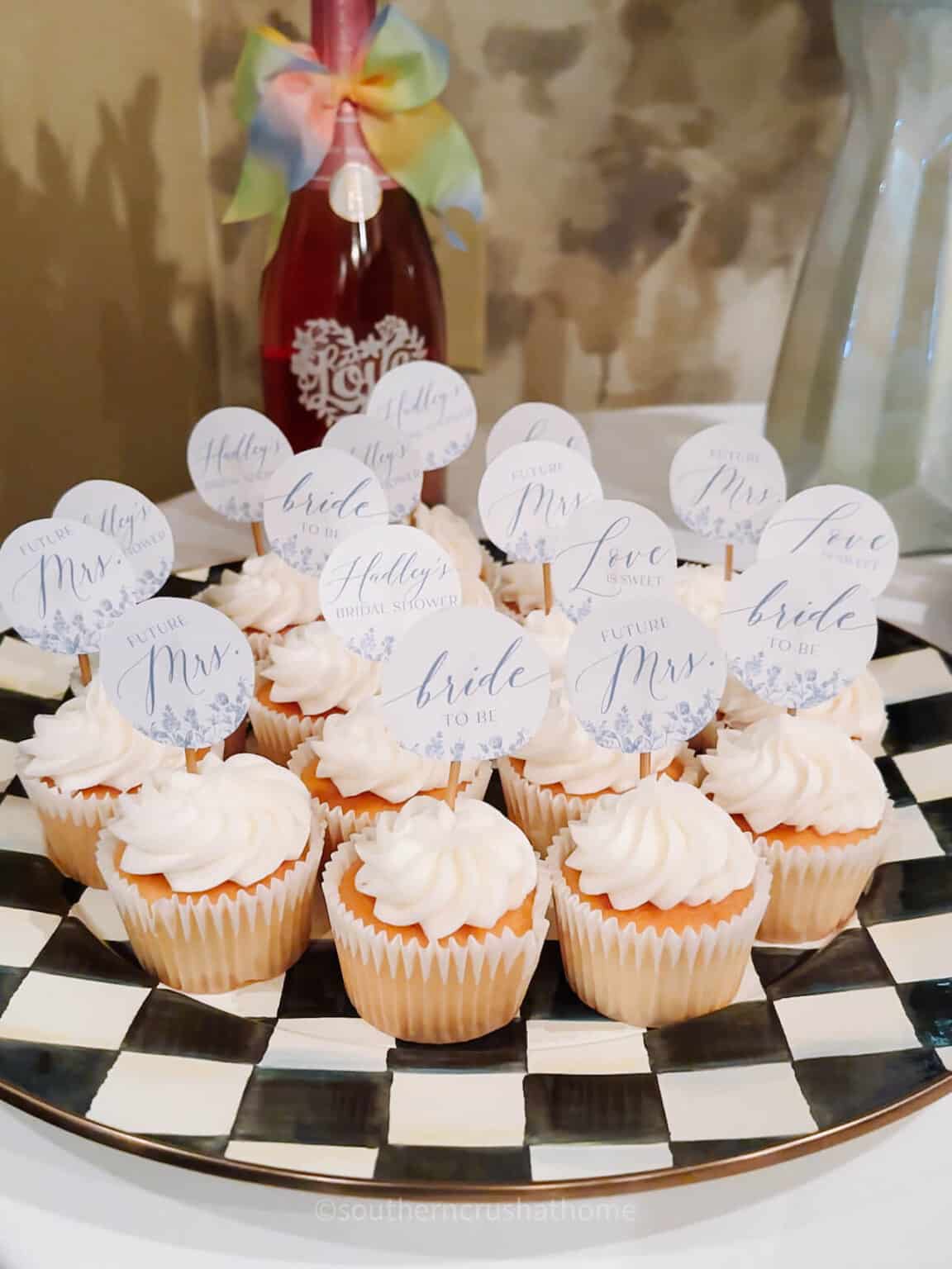 Printable Cupcake Toppers for a Bridal Shower - Southern Crush at Home