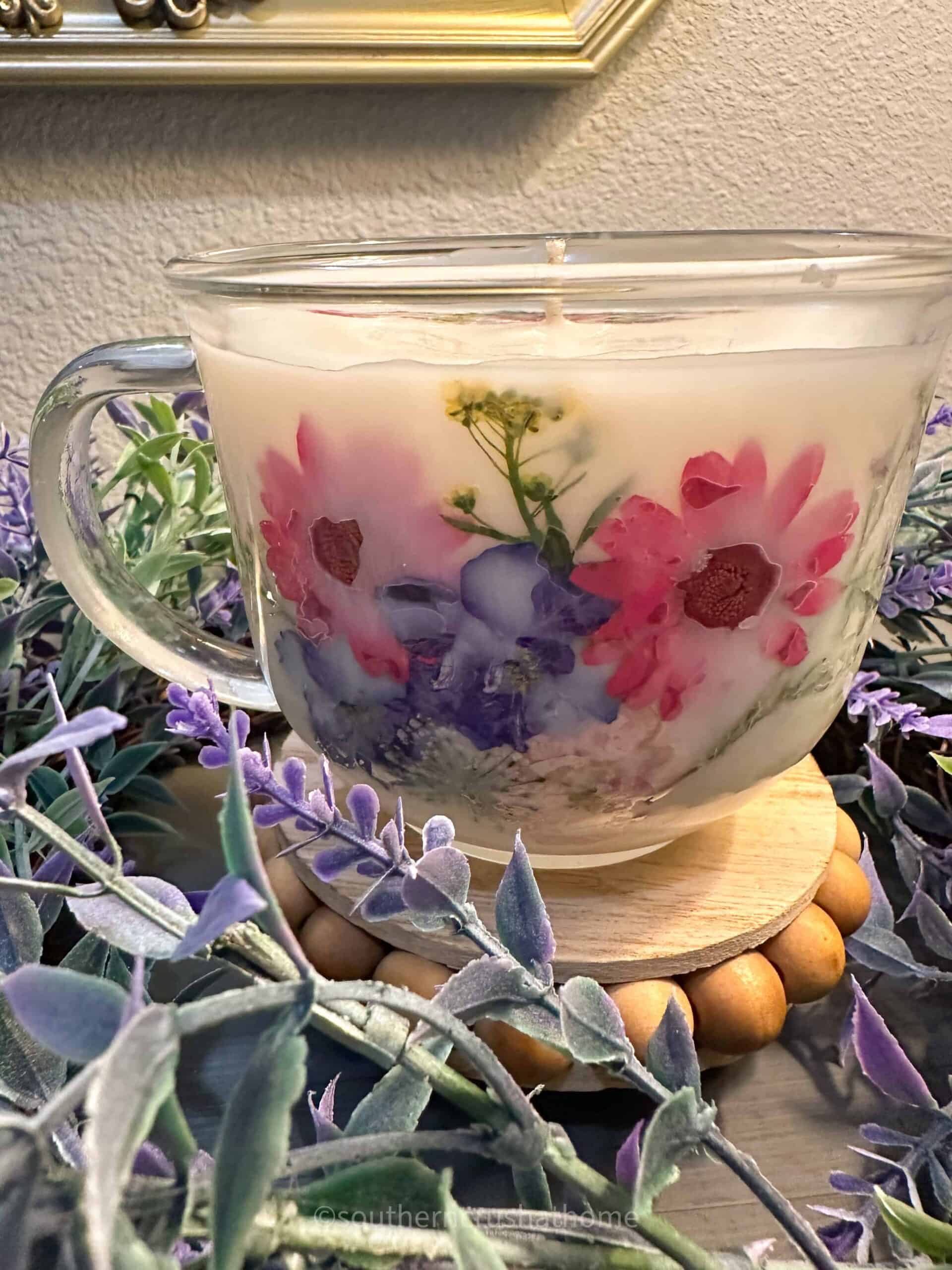 How to Make Your Own Tea Cup Candle with Dried Flowers - Southern Crush ...