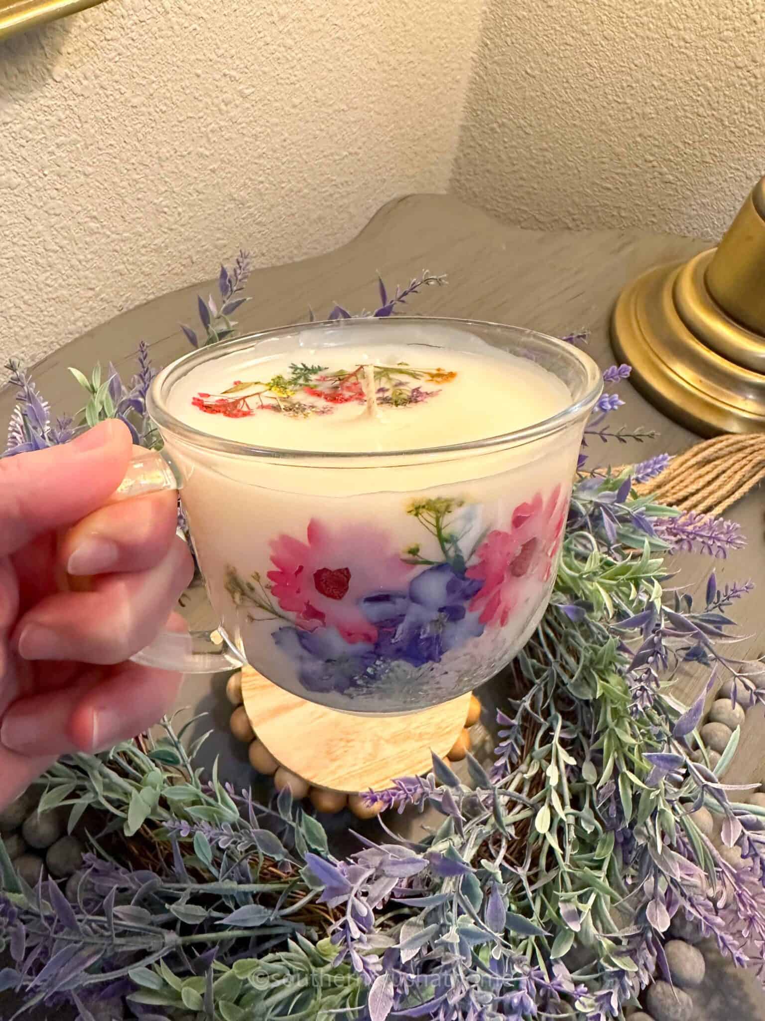 How to Make Your Own Tea Cup Candle with Dried Flowers - Southern Crush ...