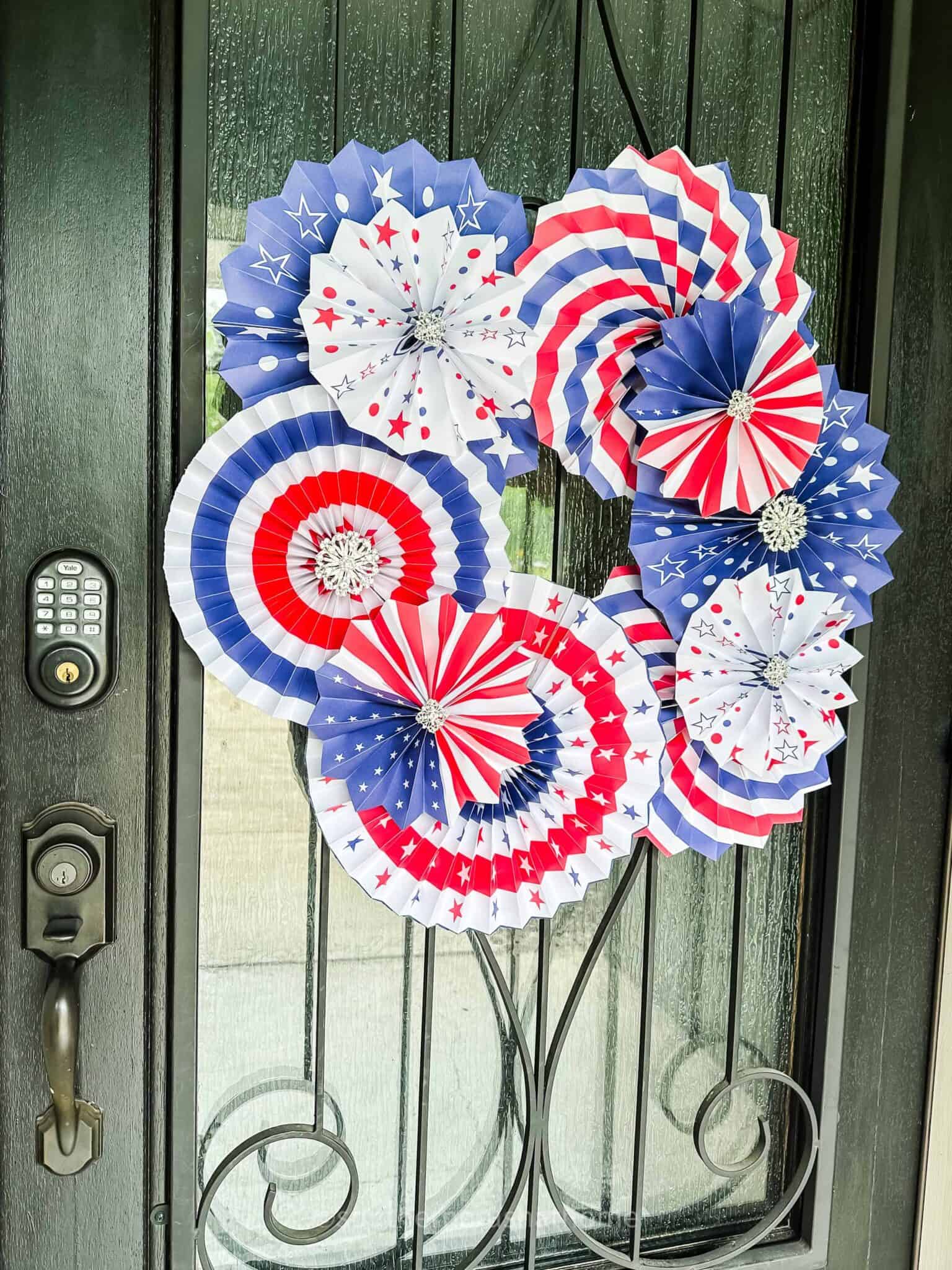 How to Make a Stunning Red, White, and Blue Paper Fan Wreath - Southern ...