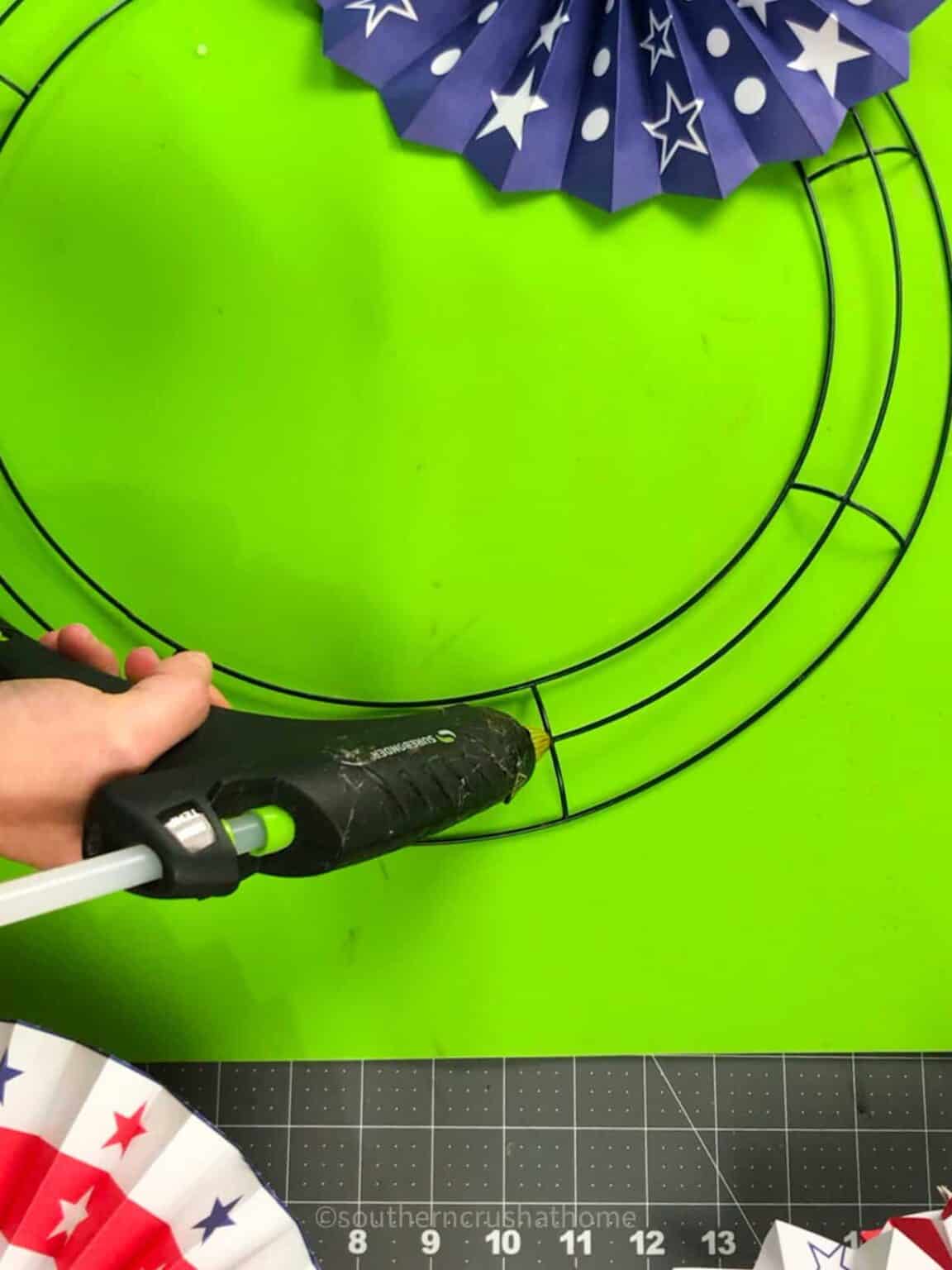 How to Make a Stunning Red, White, and Blue Paper Fan Wreath - Southern ...