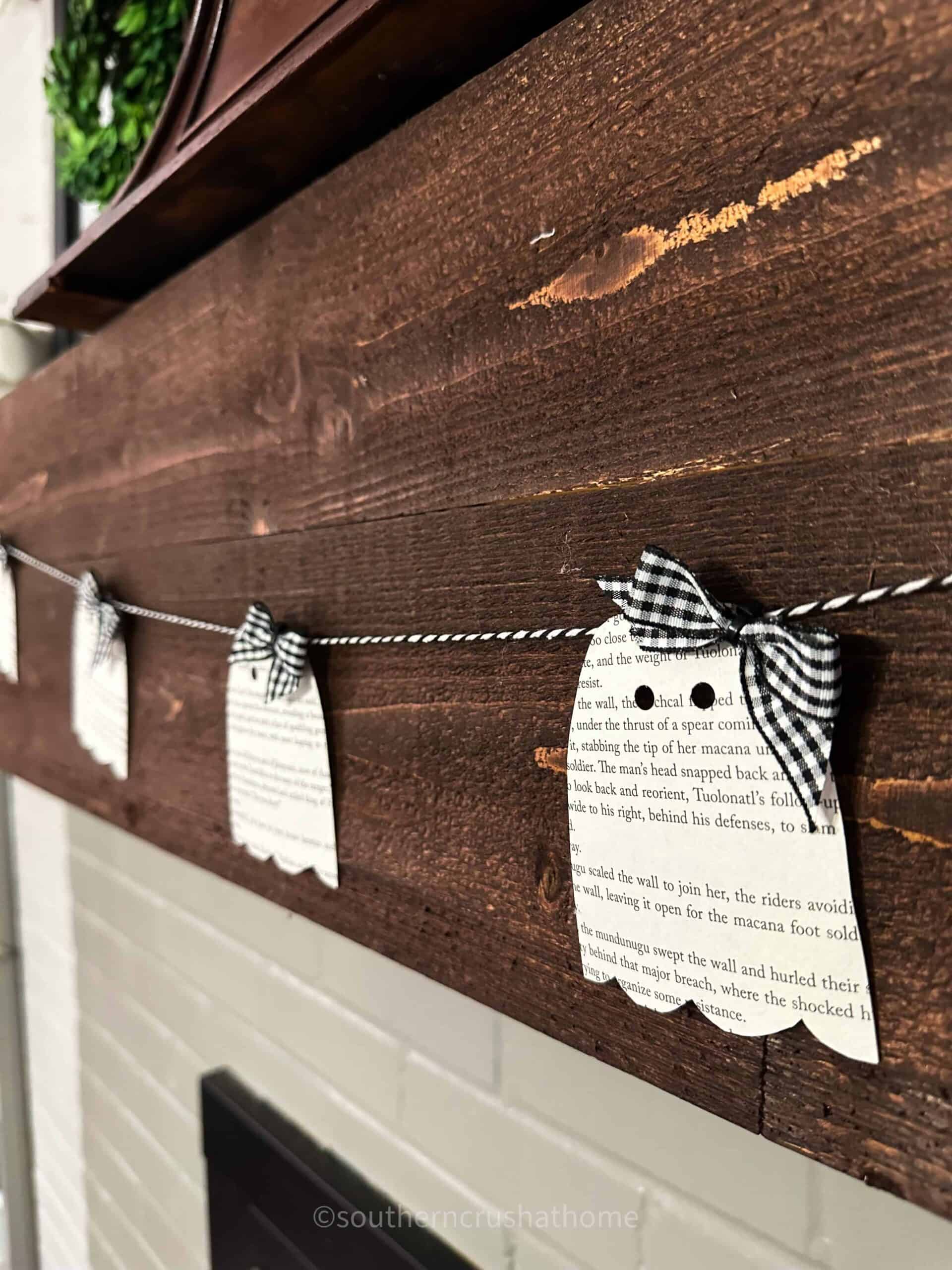 DIY Halloween Garland with Book Page Ghosts - Southern Crush at Home