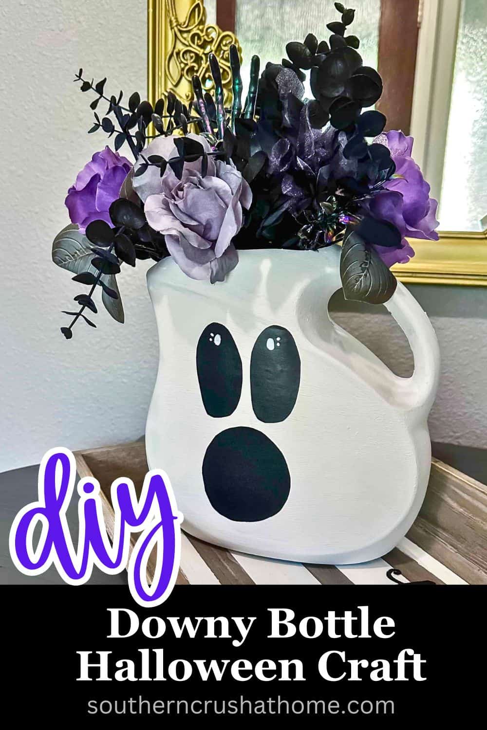 Easy Downy Bottle Ghost Face Halloween Craft - Southern Crush at Home