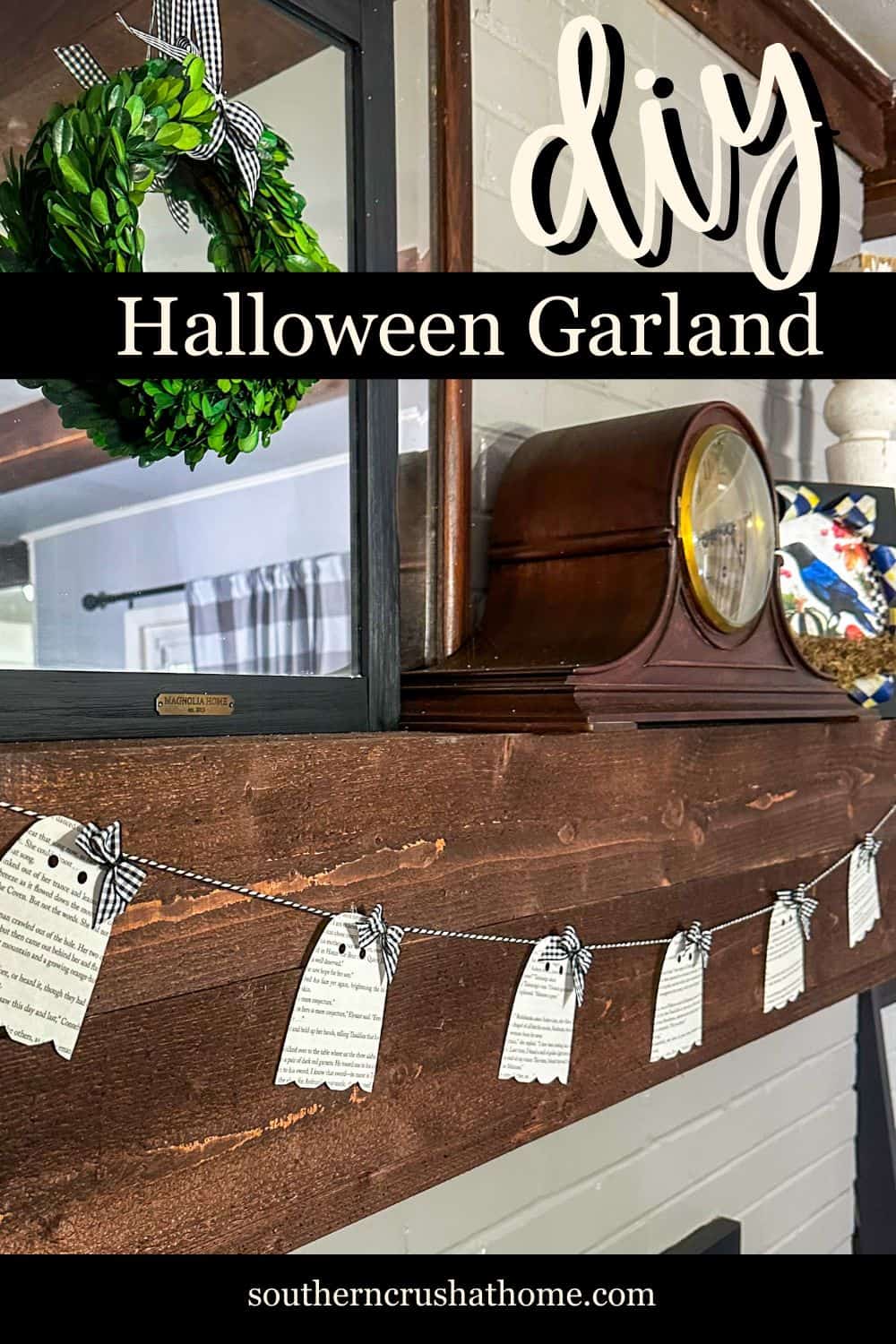 DIY Halloween Garland with Book Page Ghosts - Southern Crush at Home