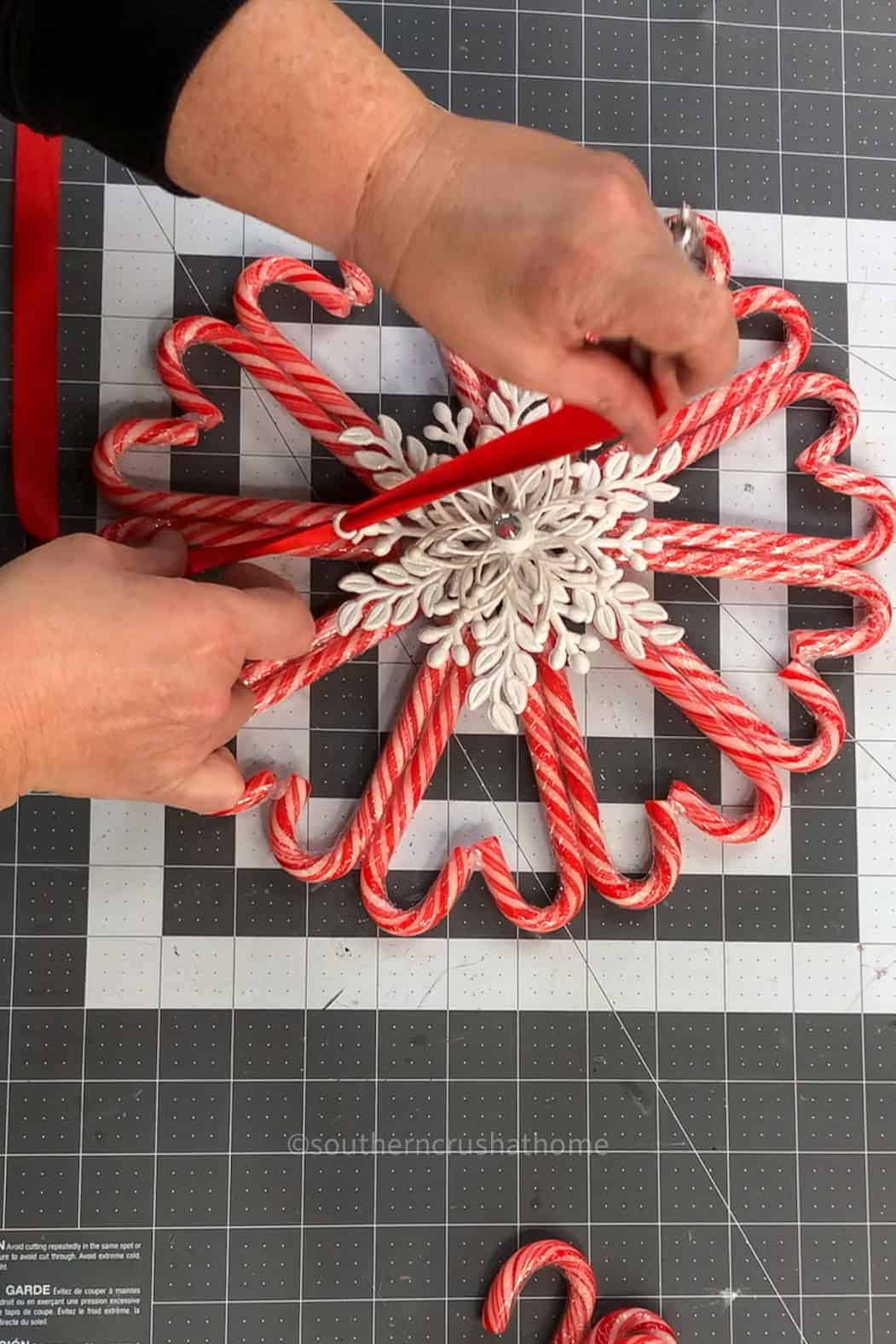 Easy Dollar Tree DIY Candy Cane Wreath for Christmas - Southern Crush ...