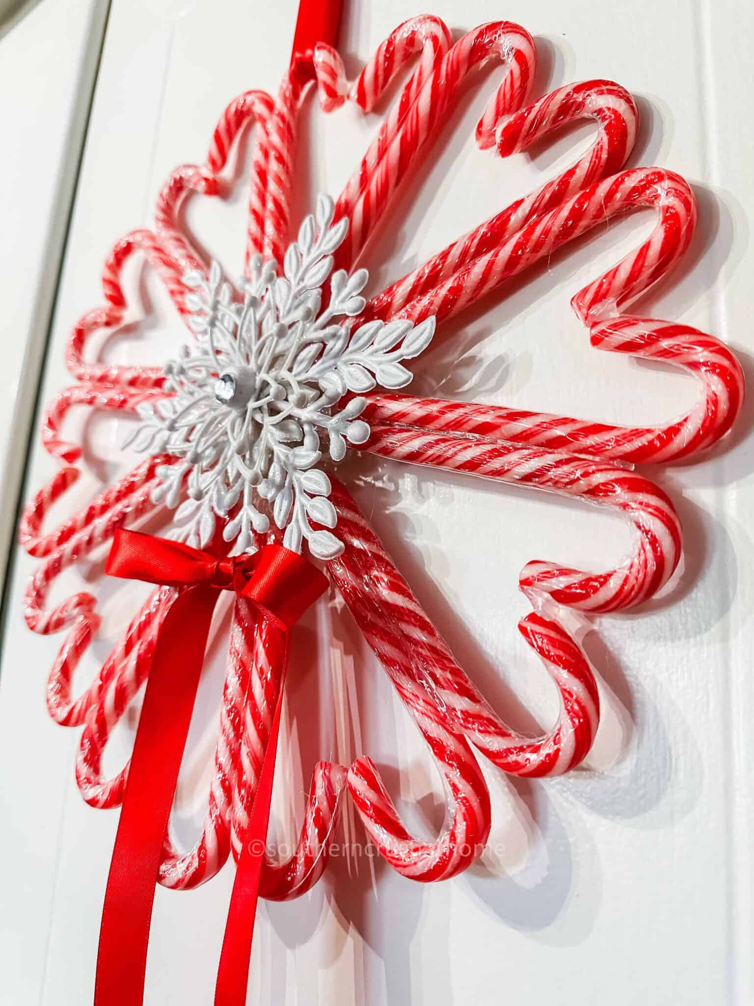 Easy Dollar Tree DIY Candy Cane Wreath for Christmas - Southern Crush ...