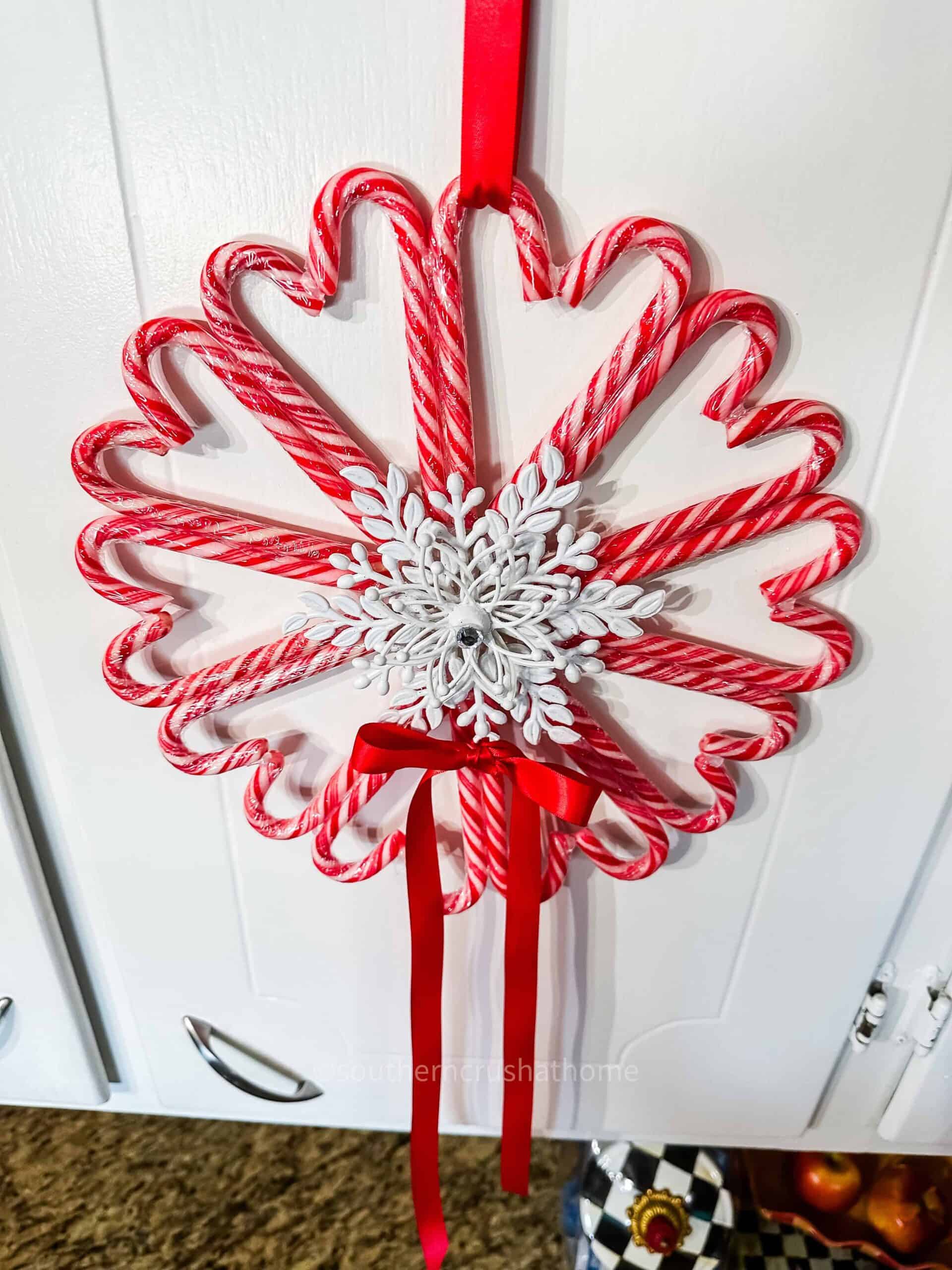 Easy Dollar Tree DIY Candy Cane Wreath for Christmas - Southern Crush ...