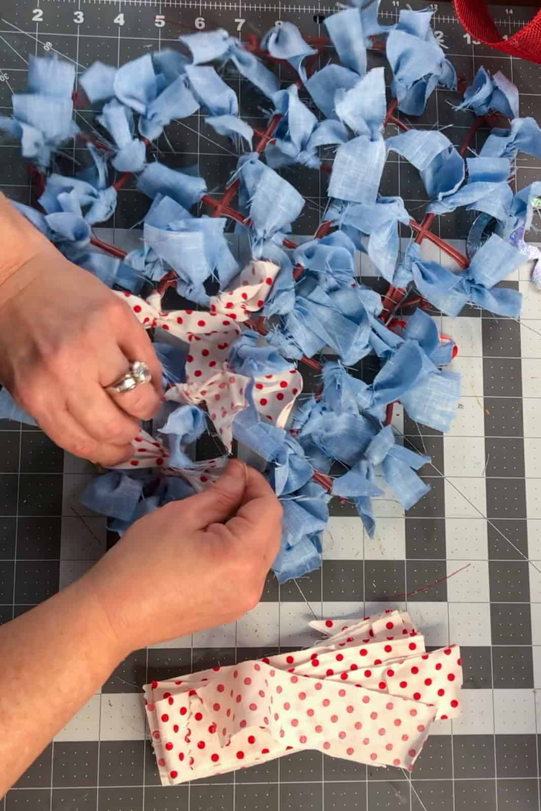 How to Make a Rag Wreath using Fabric Scraps - Southern Crush at Home